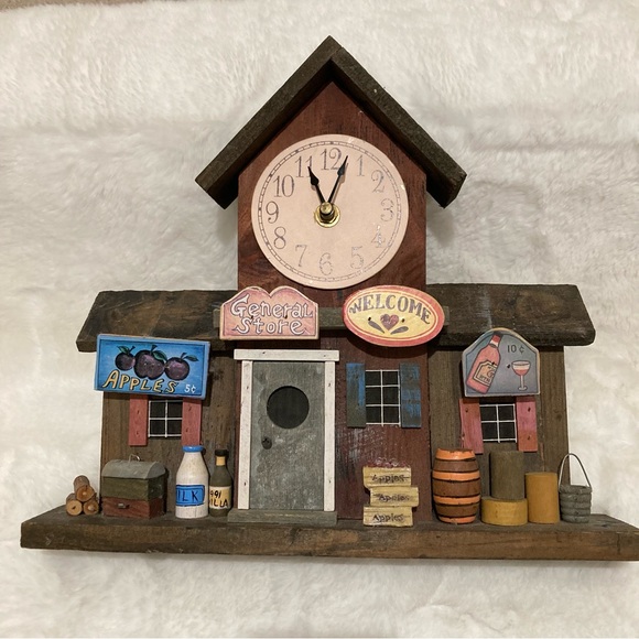 Wall Decor | Wooden Antique Store Front Clock | Poshmark